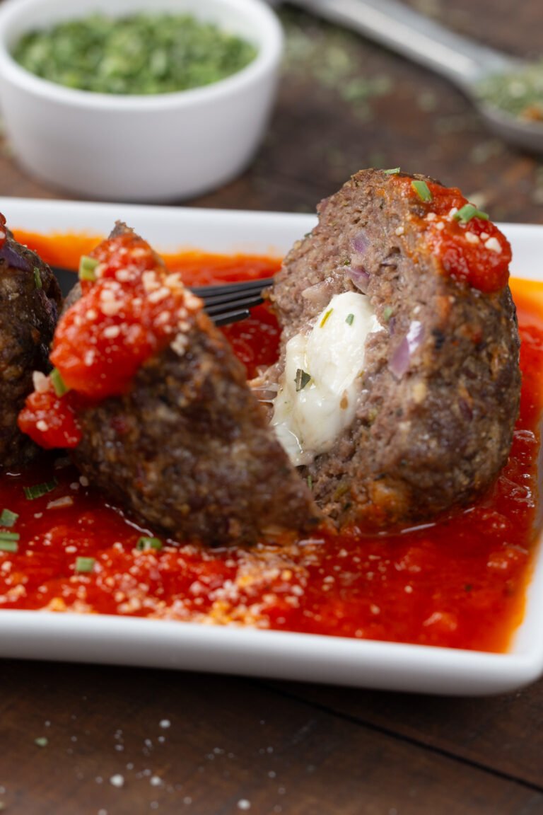 Easy Mozzarella Stuffed Meatballs Recipe - The Protein Chef